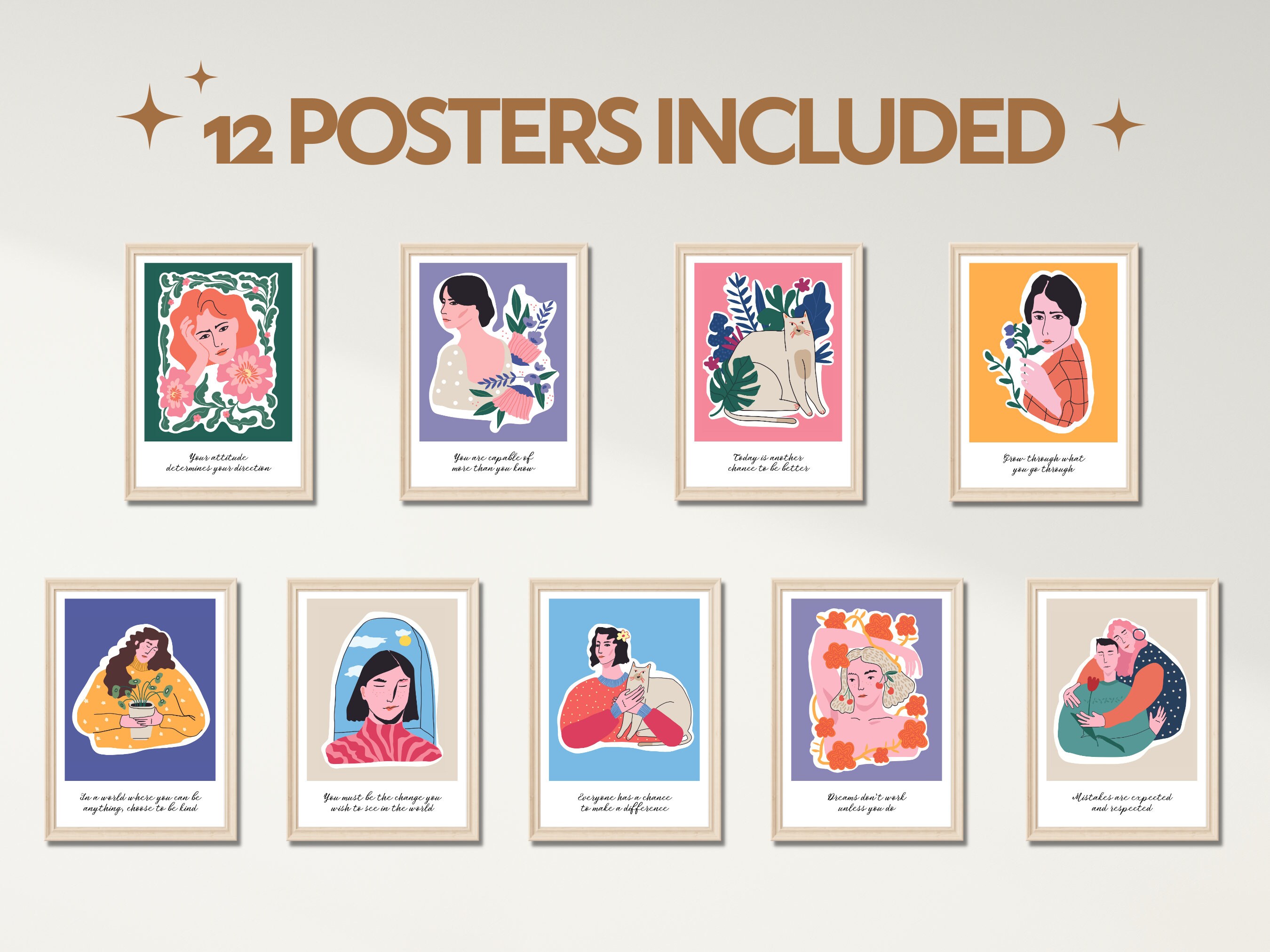 Growth Mindset Printable Poster Set of 12, Middle and High School ...