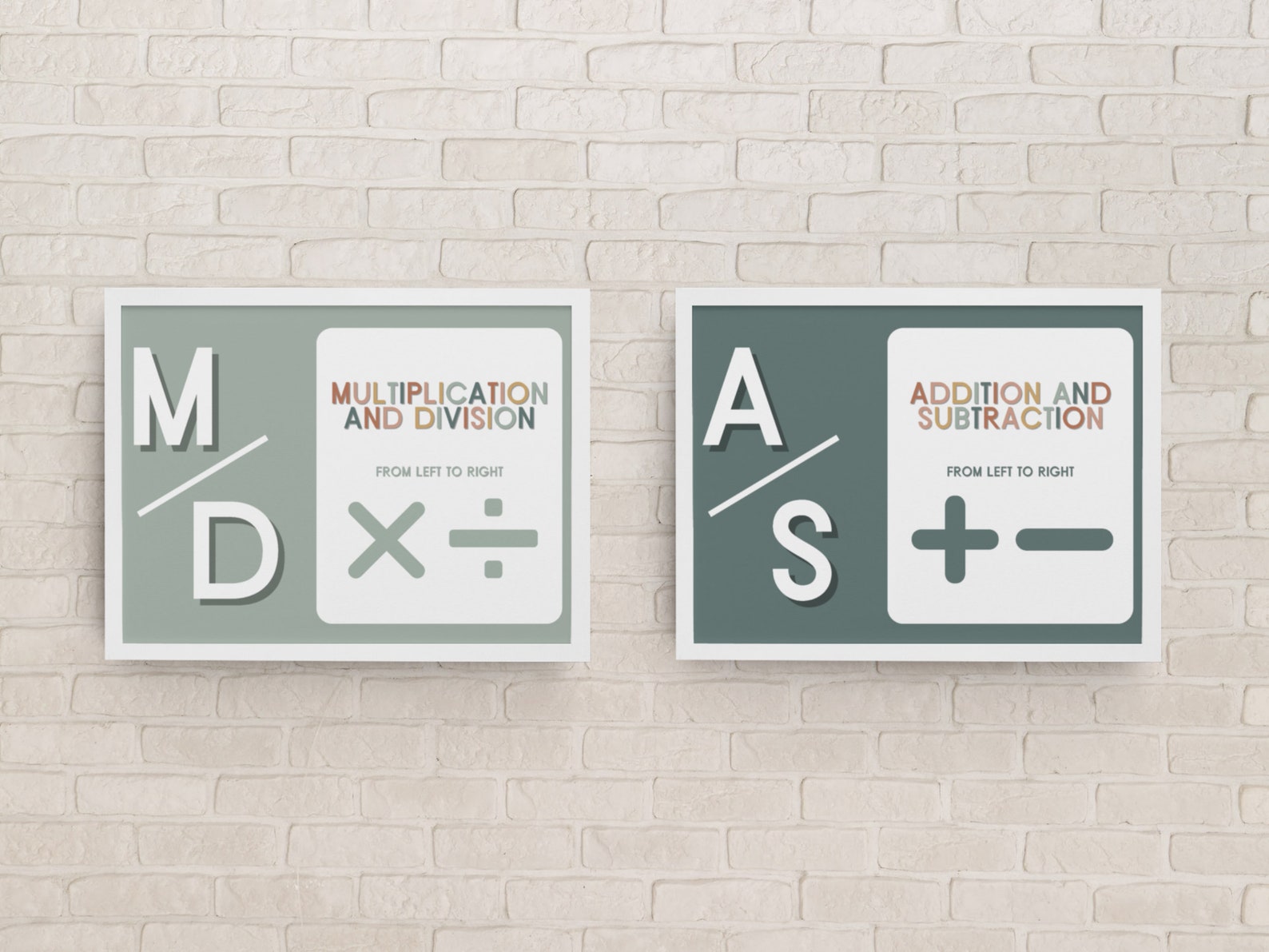 PEMDAS Printable Poster Set of 5, Order of Operations, Middle and High ...