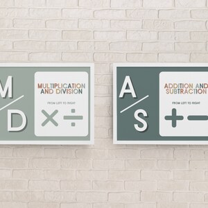 PEMDAS Printable Poster Set of 5, Order of Operations, Middle and High ...
