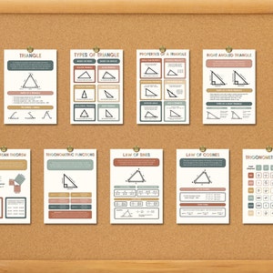 Trigonometry Posters, Types Properties of Triangle, Sine Law, Cosine Law, Right Triangle ...