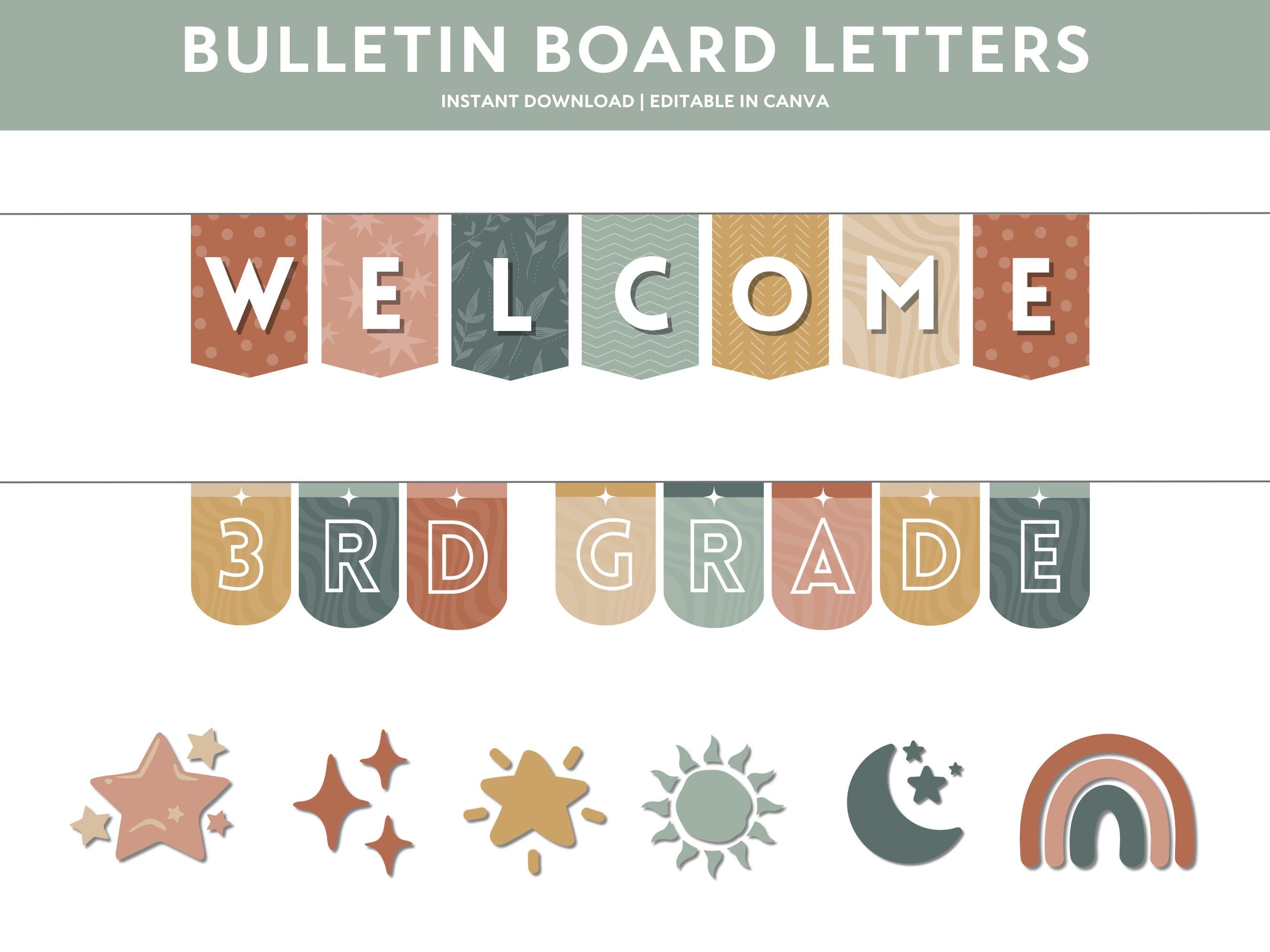 Classroom Bulletin Board Letters, Canva Editable Template, Modern ...