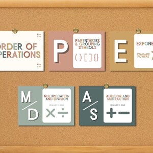 PEMDAS Printable Poster Set of 5, Order of Operations, Middle and High ...