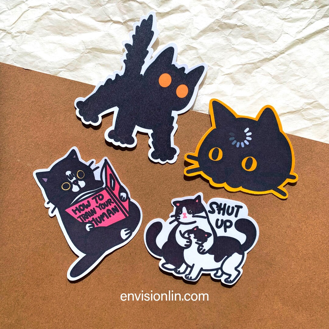 Silly Cat Sticker| Funny Cat Meme Stickers| Frightened Cat Sticker Gift ...
