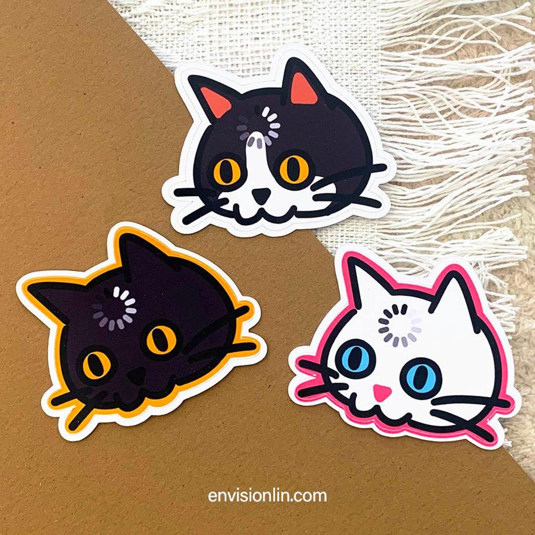 Silly Cat Sticker| Funny Cat Meme Stickers| Loading Cat Sticker Gift ...
