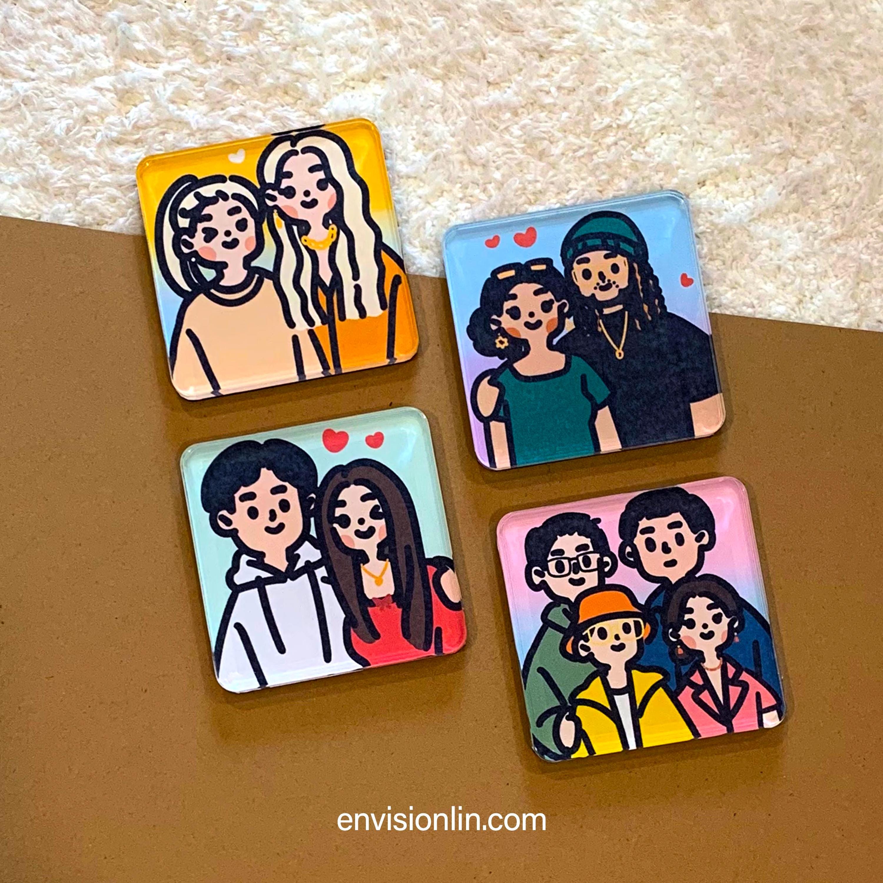 Custom Cartoon Portrait Magnet | Personalized Gift - Etsy