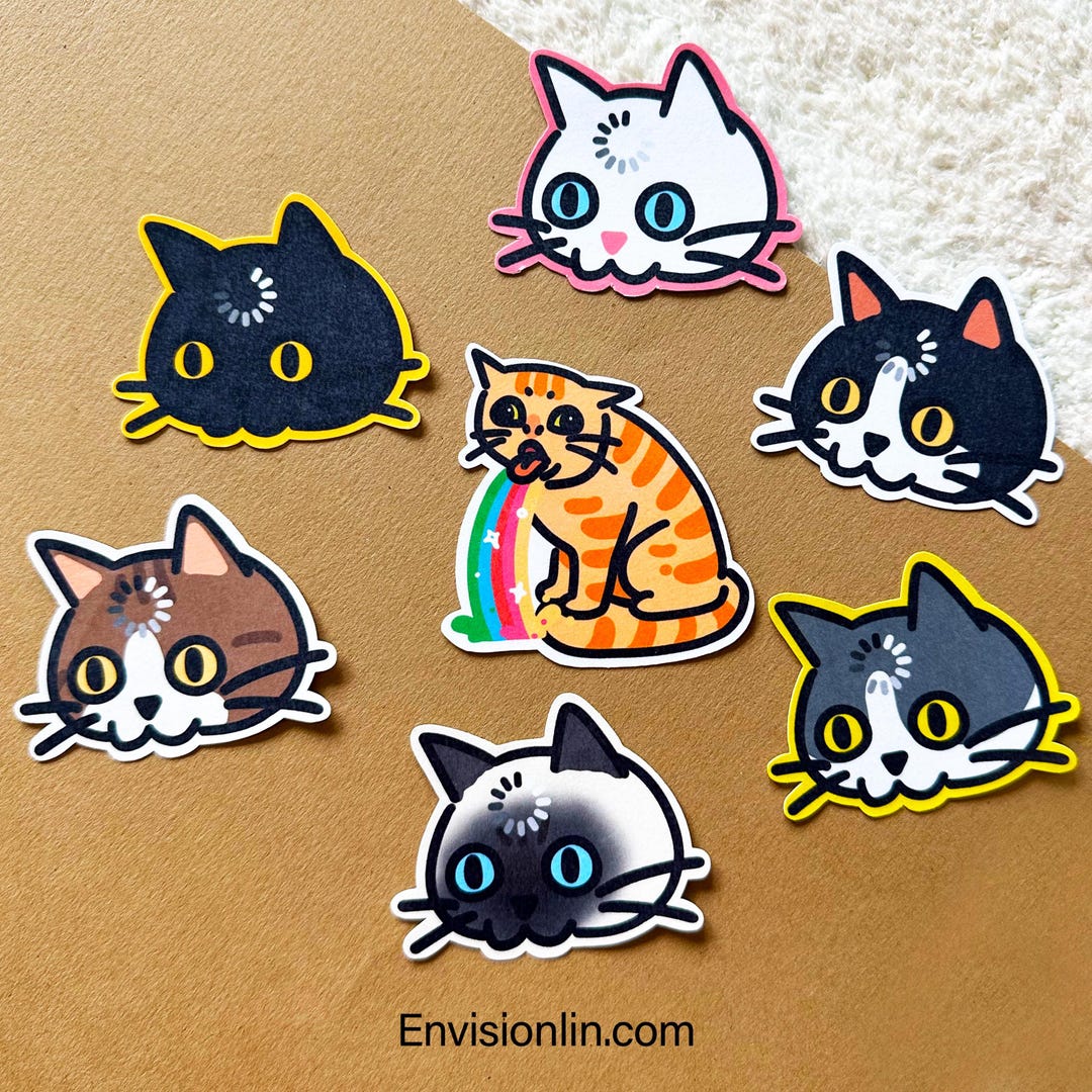 Silly Cat Sticker Funny Cat Meme Stickers Orange Fluffy Cat Sticker ...