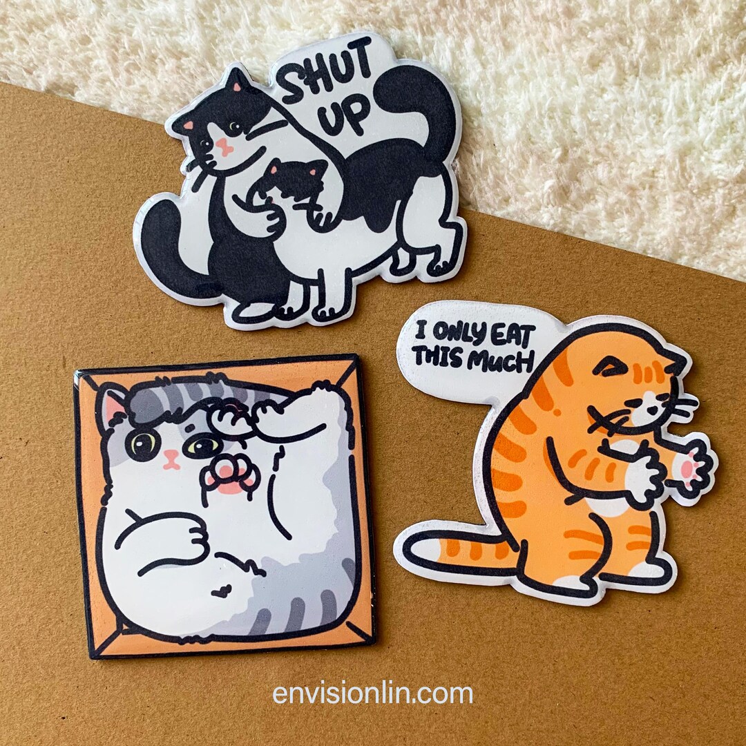 Silly Cat Magnet| Funny Cat Meme Magnet| Orange Fluffy Cat Magnet Gift ...