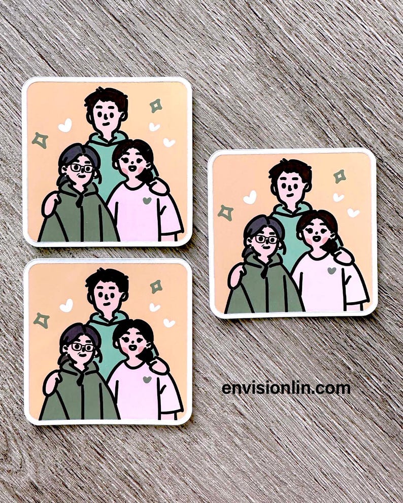 Custom Cartoon Portrait Stickers | Personalized Pet or People Vinyl ...