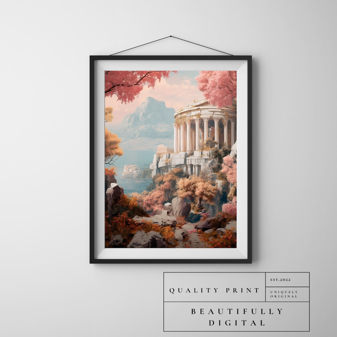 Ancient Greek Art Landscape, Aesthetic Room Decor, Greek Architecture ...