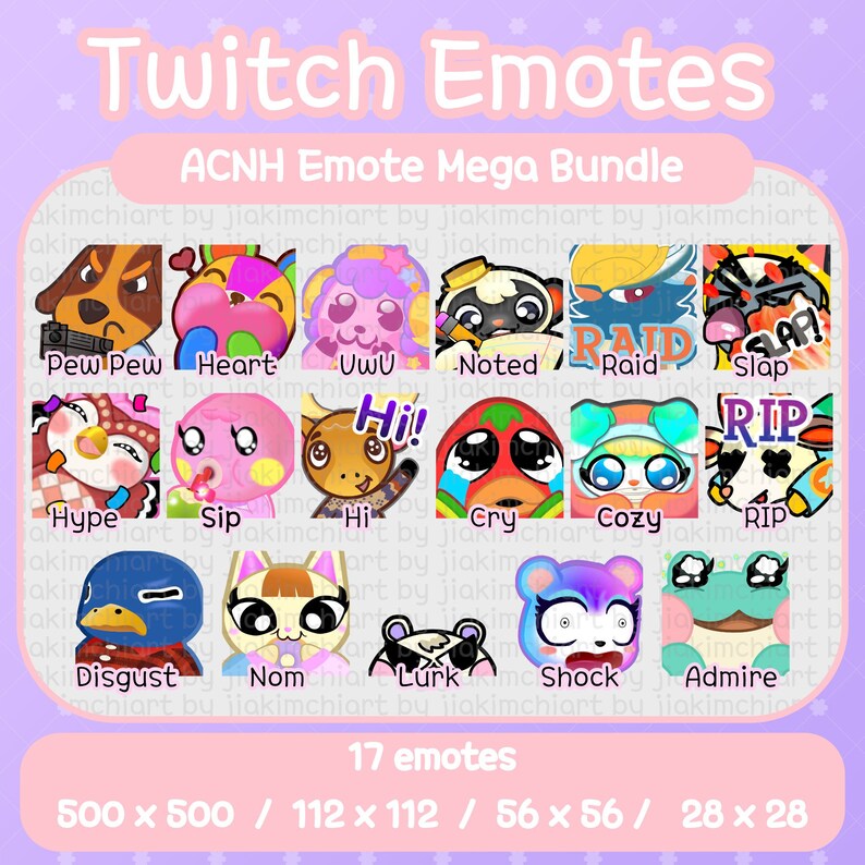 17 Cute ACNH Mega Emote Bundle for | Twitch | Discord | Youtube - Etsy