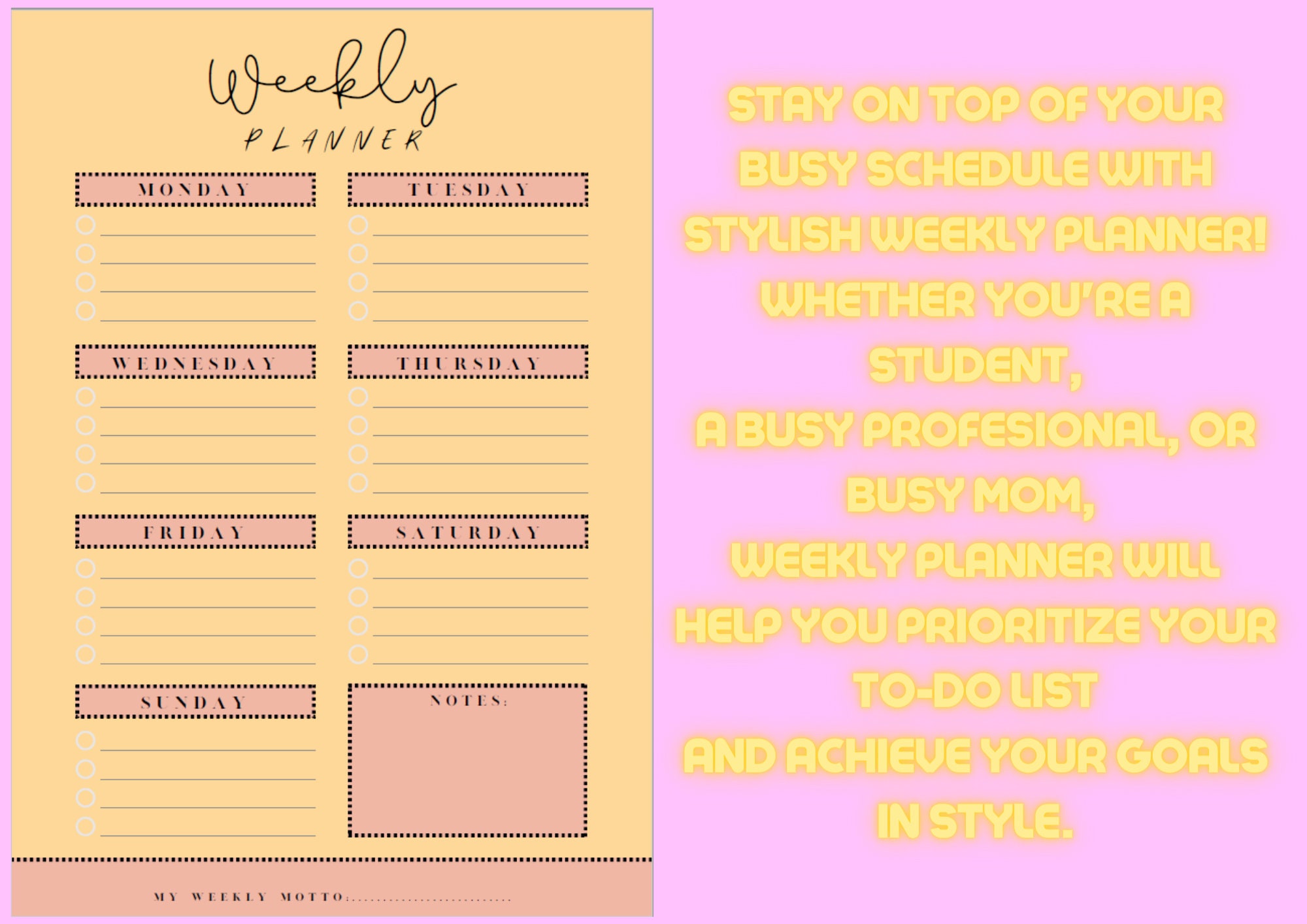 Self-improvement, Printable Weekly Planner, Daily Planner, 4-weeks ...