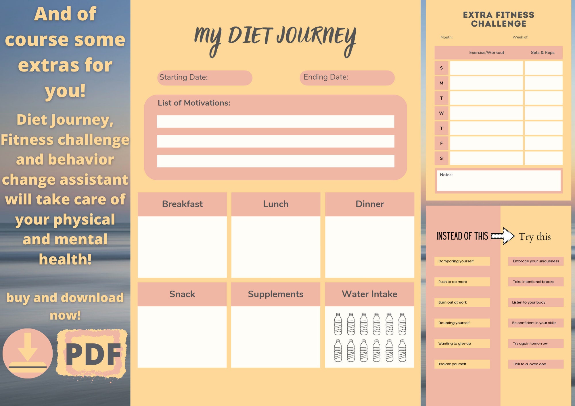 Self-improvement, Printable Weekly Planner, Daily Planner, 4-weeks ...