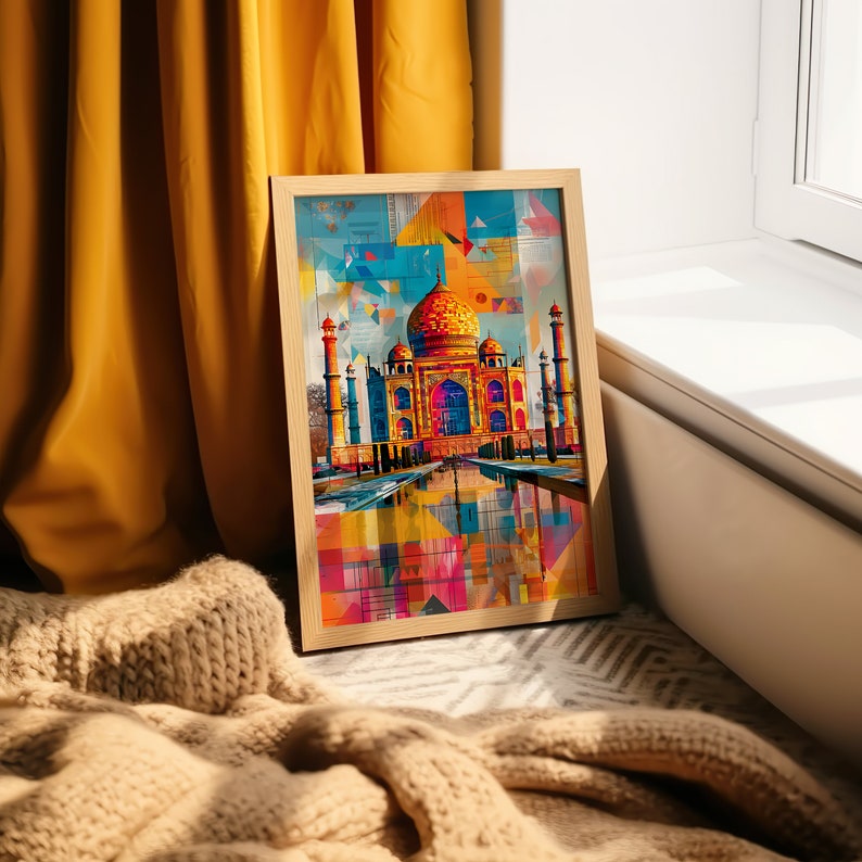 Taj Mahal Digital Poster - A Modern Mixed Media Artwork With Vibrant ...