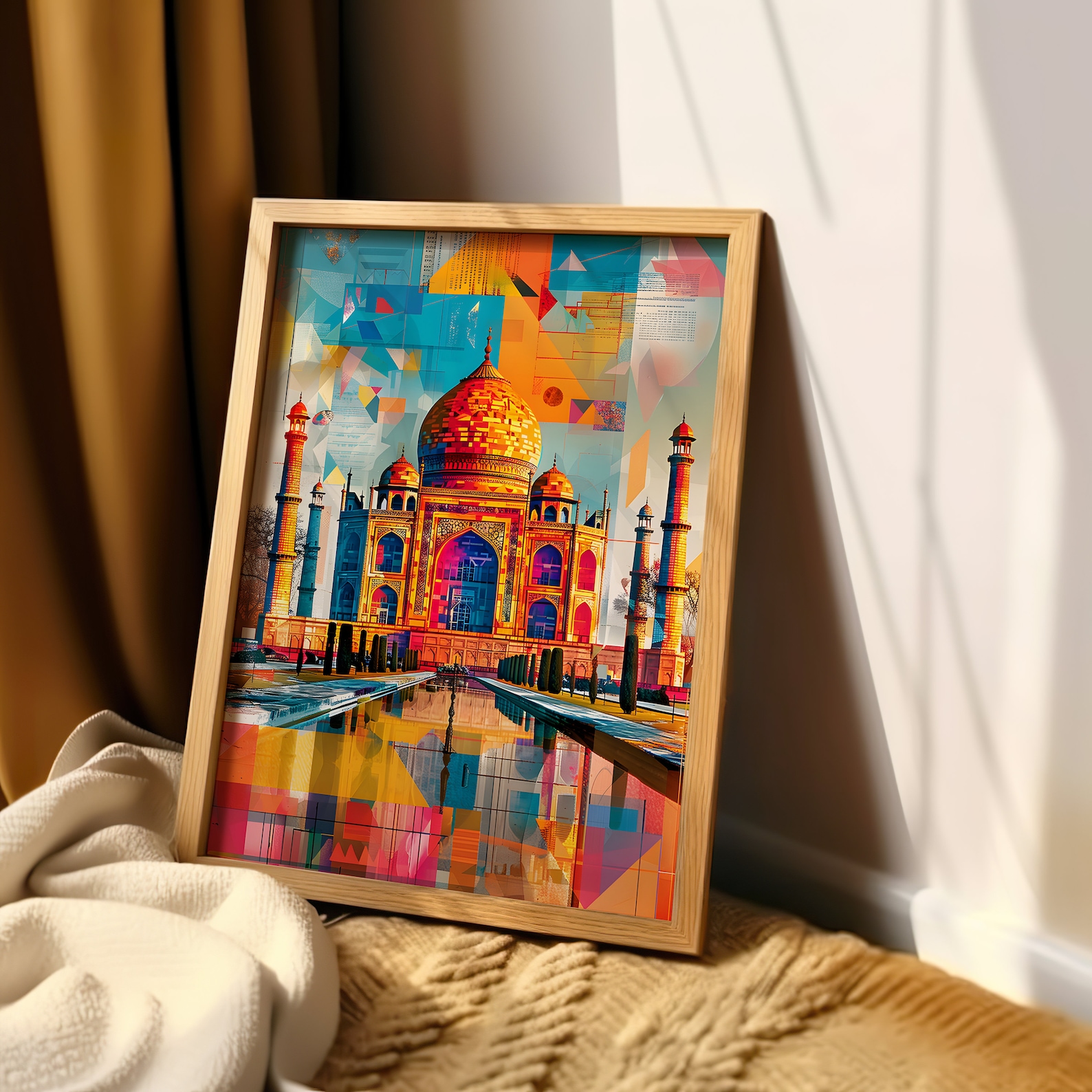 Taj Mahal Digital Poster - A Modern Mixed Media Artwork With Vibrant ...