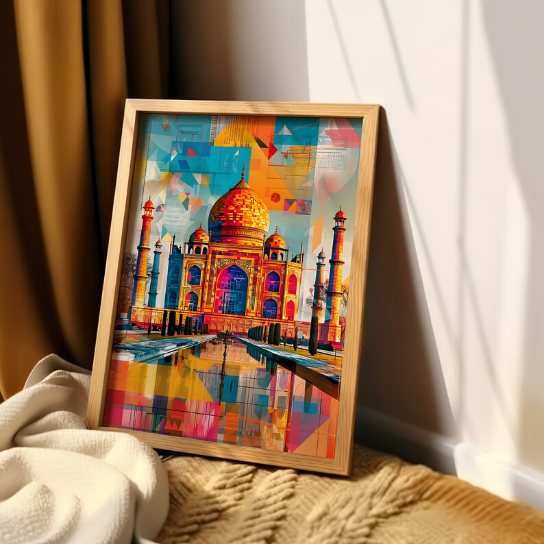 Taj Mahal Digital Poster - A Modern Mixed Media Artwork With Vibrant ...