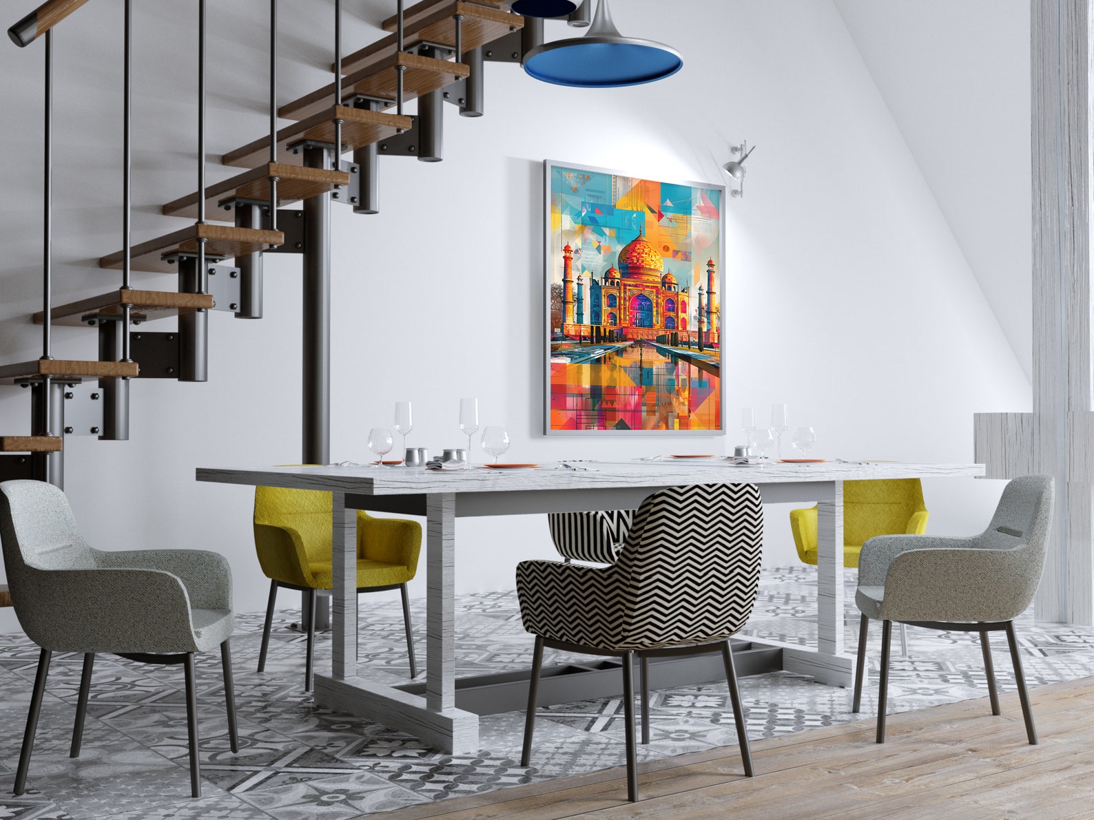 Taj Mahal Digital Poster - A Modern Mixed Media Artwork With Vibrant ...
