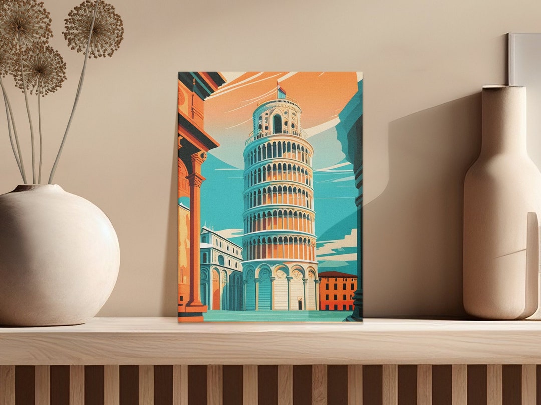 Leaning Tower of Pisa Art Print: Vibrant Italian Landmark (digital ...