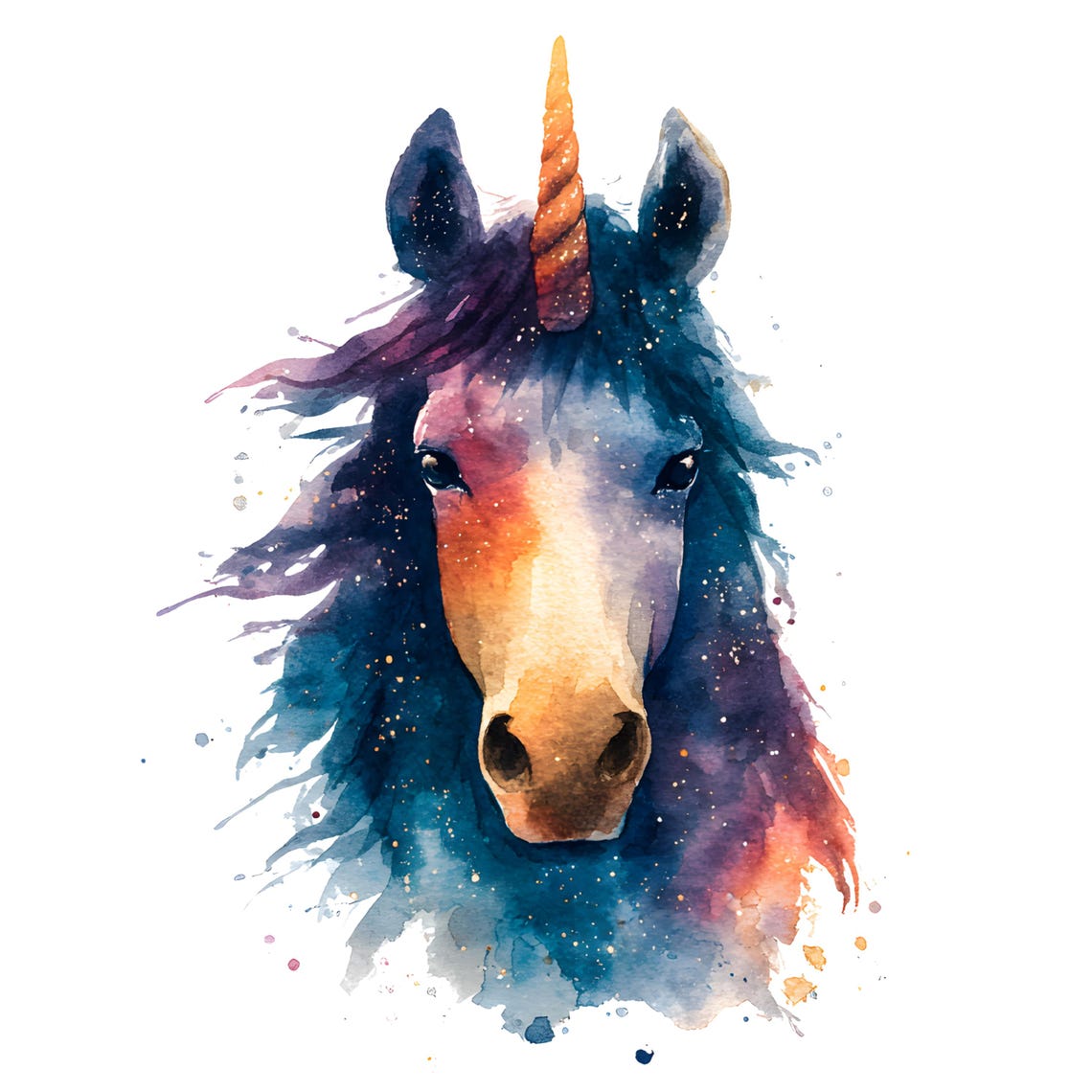 Watercolor Unicorn Clipart Set: Galaxy Fantasy Art (PNG JPG PDF Digital ...