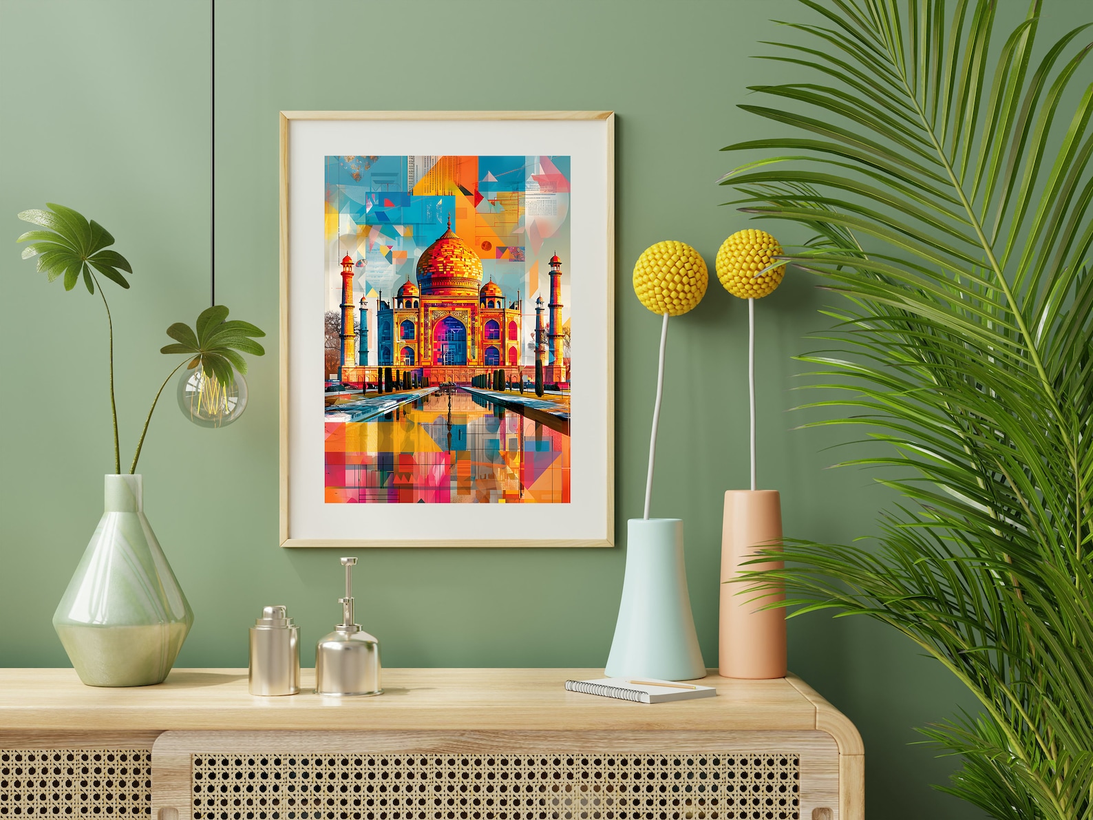 Taj Mahal Digital Poster - A Modern Mixed Media Artwork With Vibrant ...