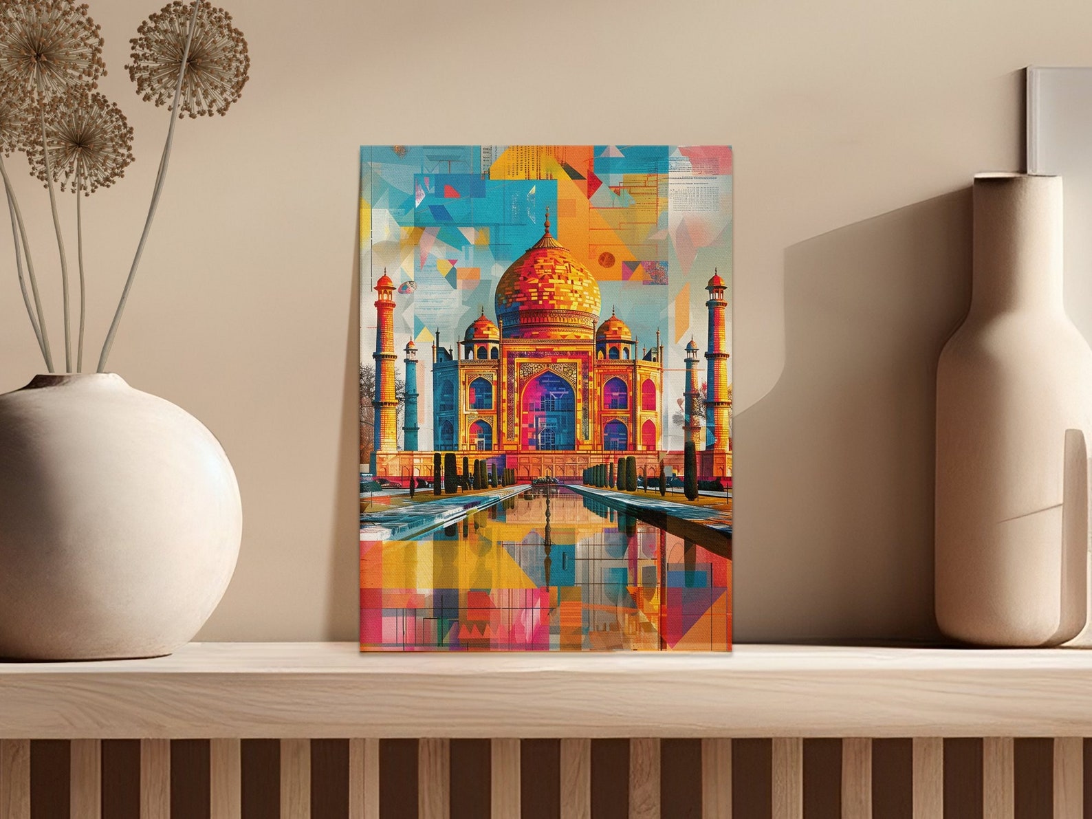 Taj Mahal Digital Poster - A Modern Mixed Media Artwork With Vibrant ...