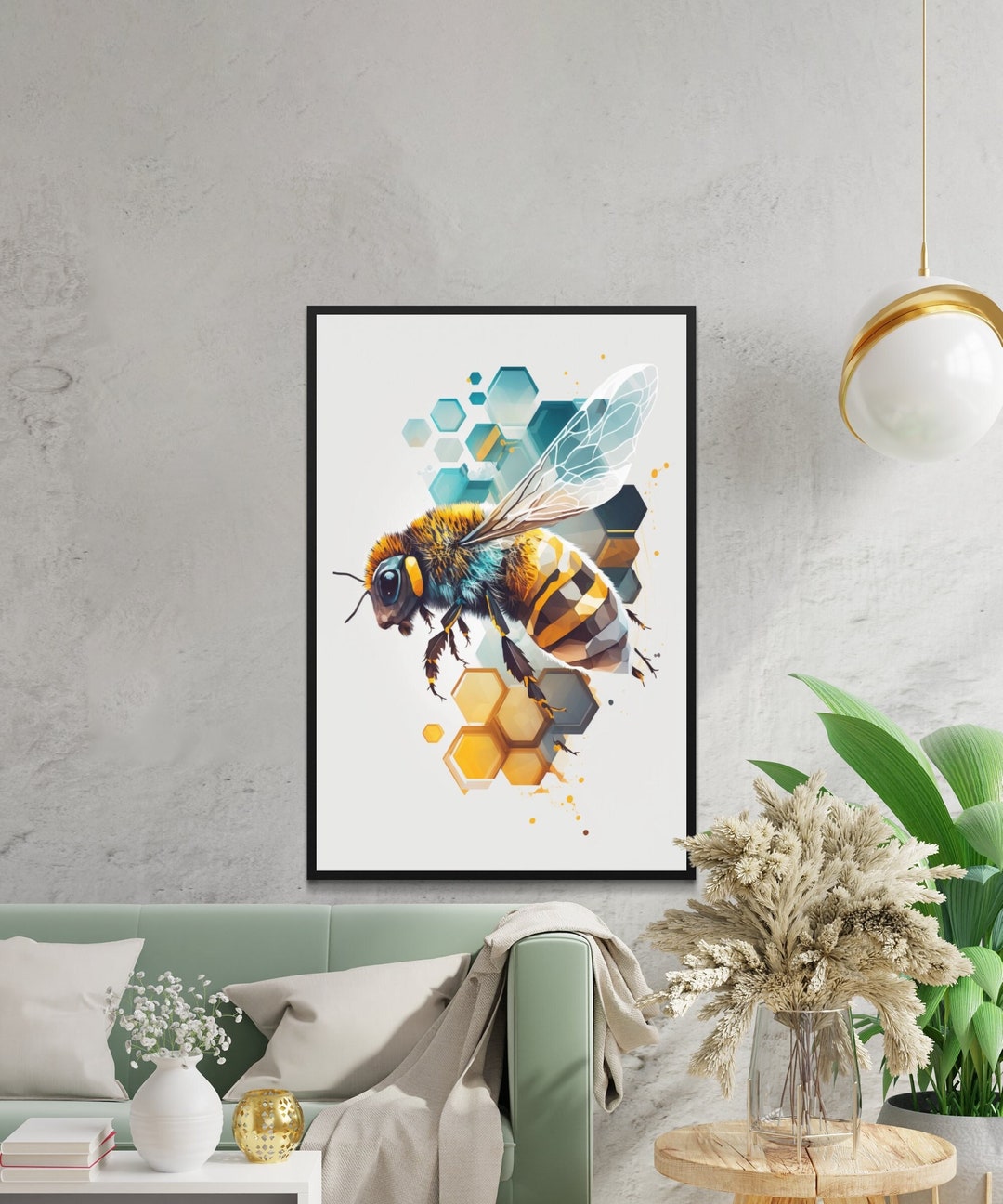 Geometric Bee Poster Digital Art Print A3, A4, A5, 11x14 and 20x30 ...