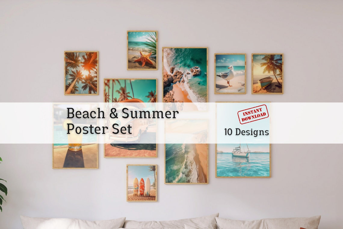 Summer Bliss: 10-piece Digital Poster Bundle Featuring Beautiful ...