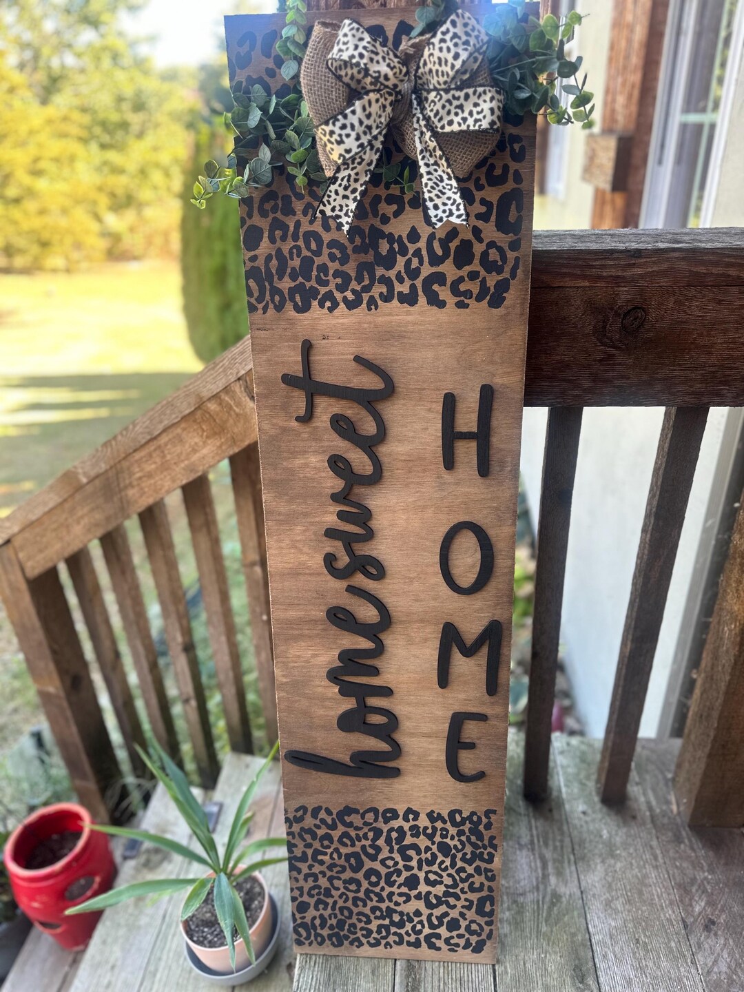 Home Sweet Home Leopard Front Porch Leaner | Cheetah Print Sign | 3D ...