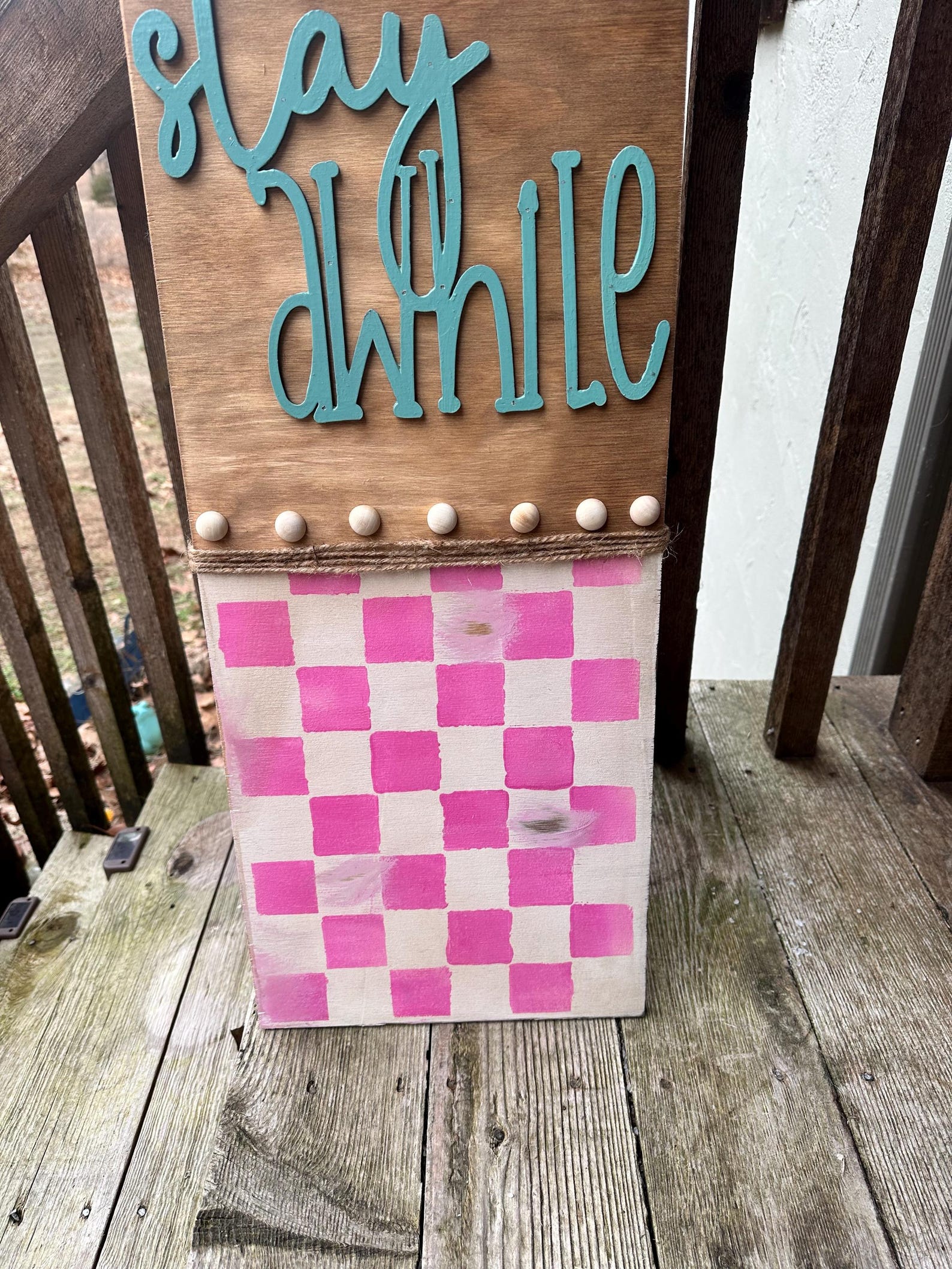 Home Sweet Home Front Porch Leaner Spring Decor Stay Awhile Sign ...