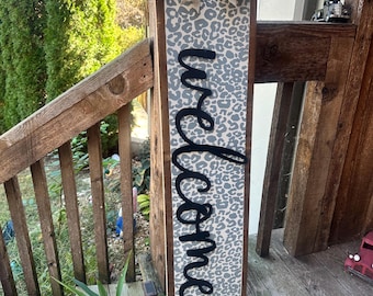 Rustic Front Porch Leaner Deer Print Sign 3D Front Door Decor Welcome ...