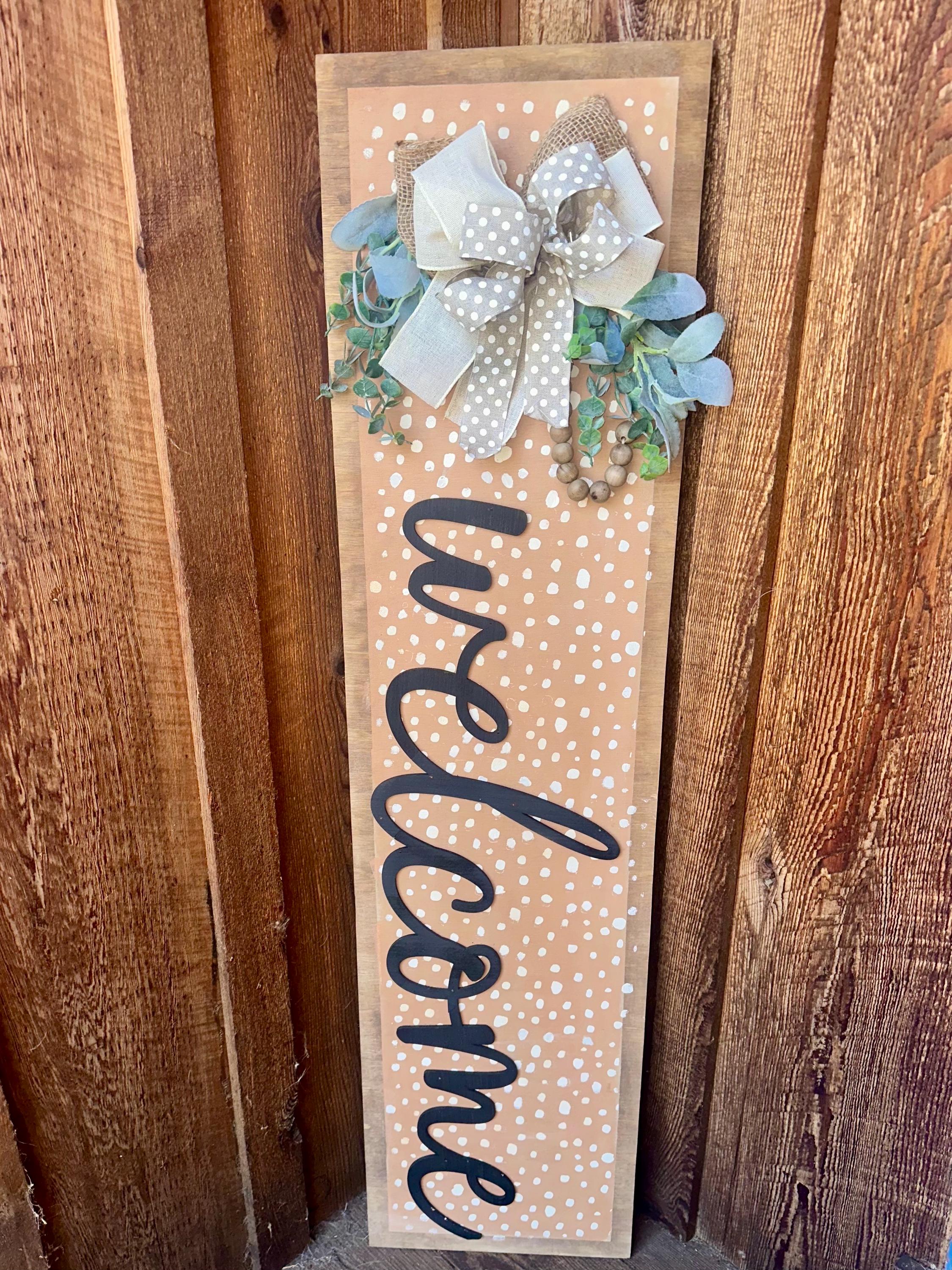 Rustic Front Porch Leaner Deer Print Sign 3D Front Door Decor Welcome ...