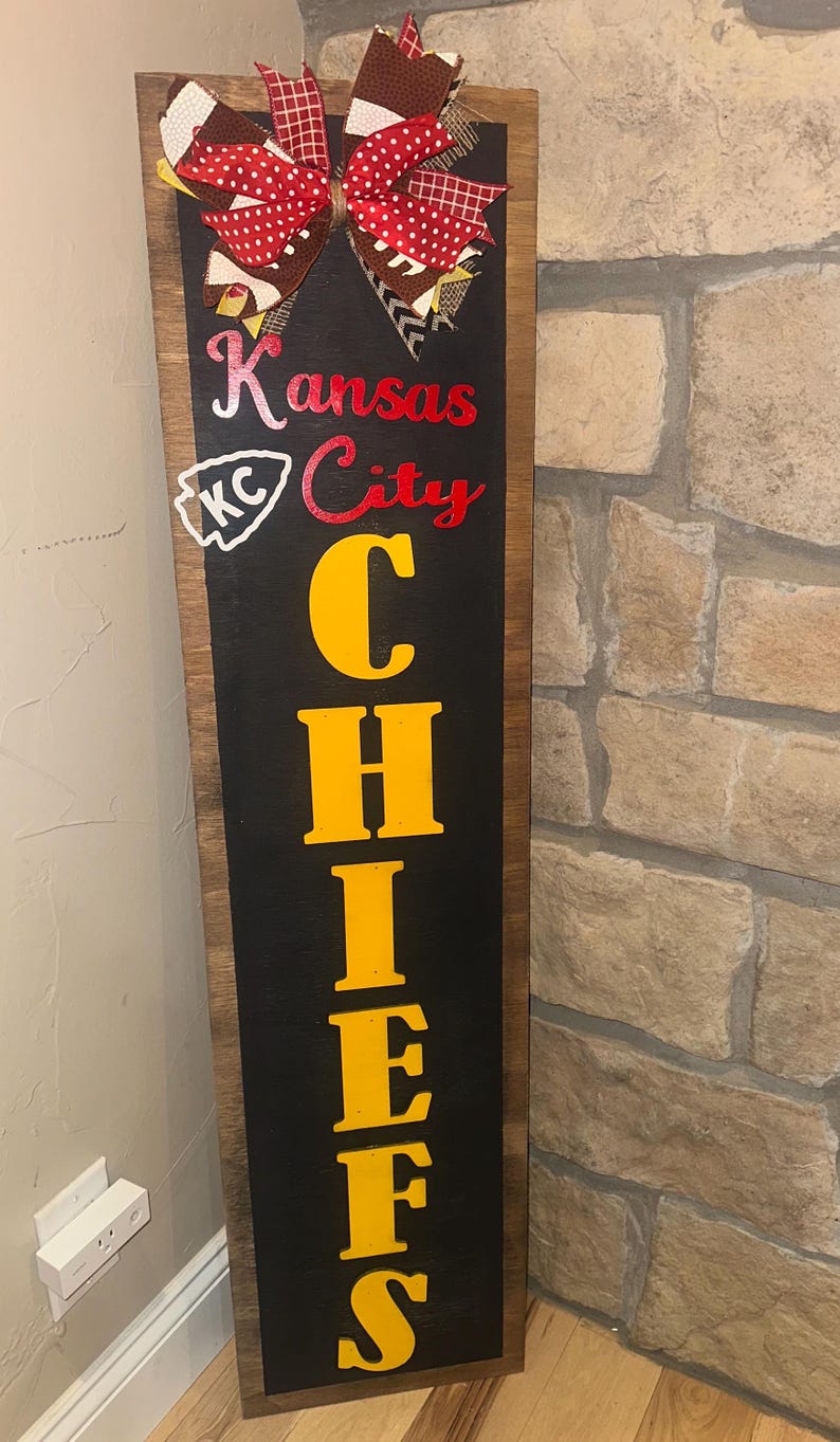 KC Chiefs Porch Leaner Chiefs Door Sign Kansas City Football Sign ...