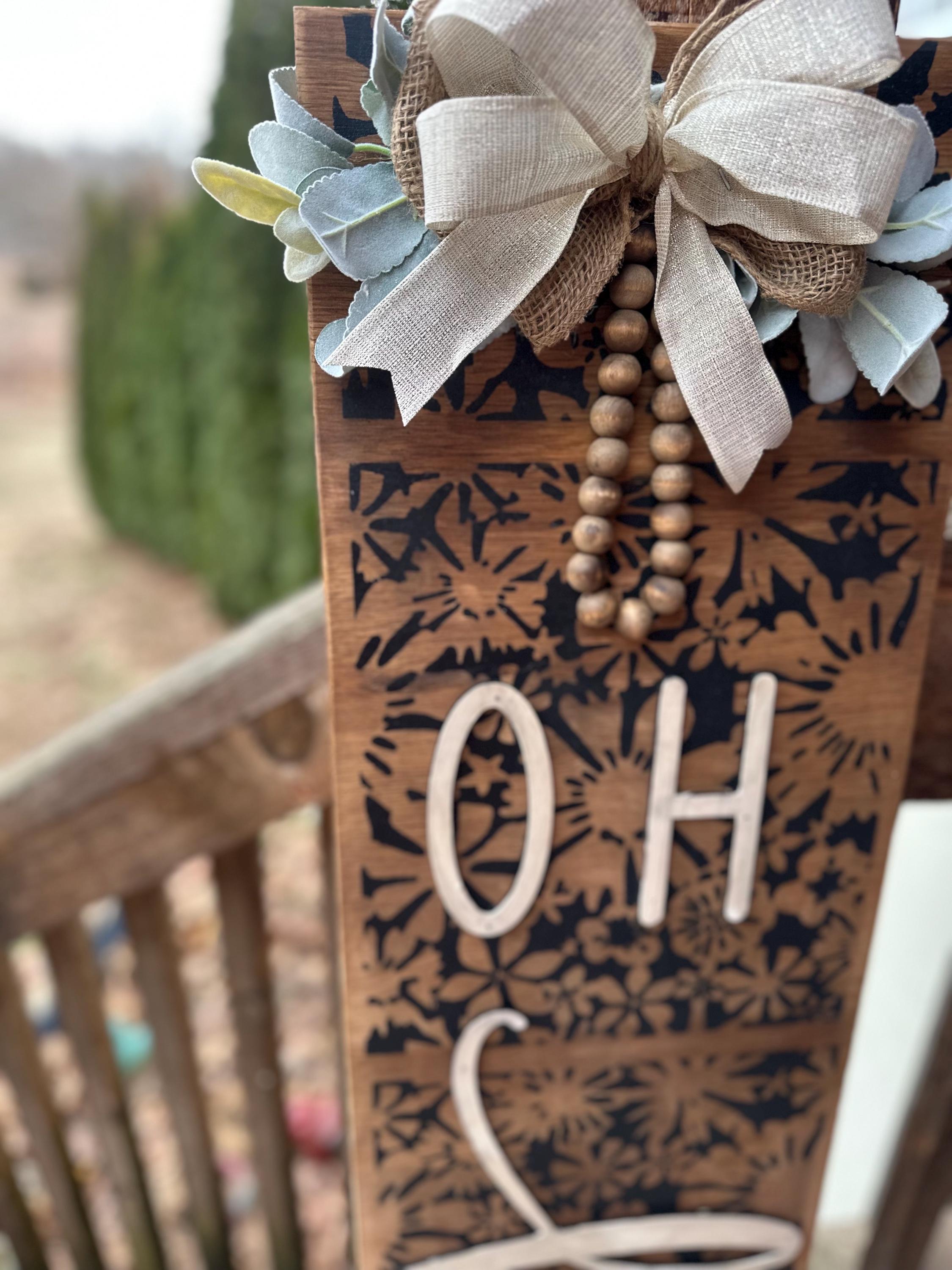 Rustic Hello Home Front Porch Leaner | Oh Hello Floral Rustic Sign ...