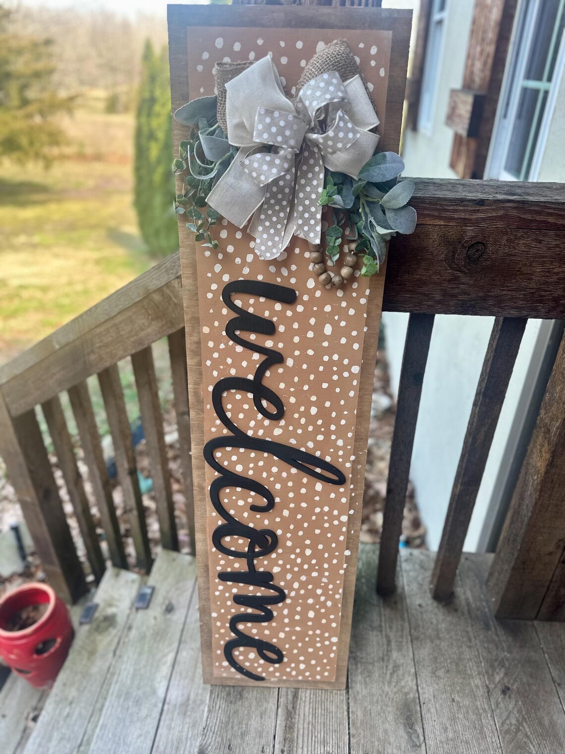 Rustic Front Porch Leaner Deer Print Sign 3D Front Door Decor Welcome ...