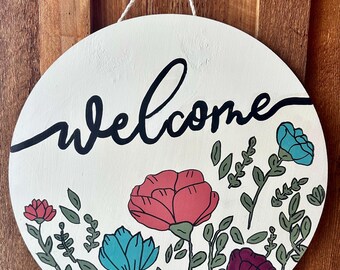 Hello Spring Floral Door Decor | Floral Sign | Hello Geometric Door ...