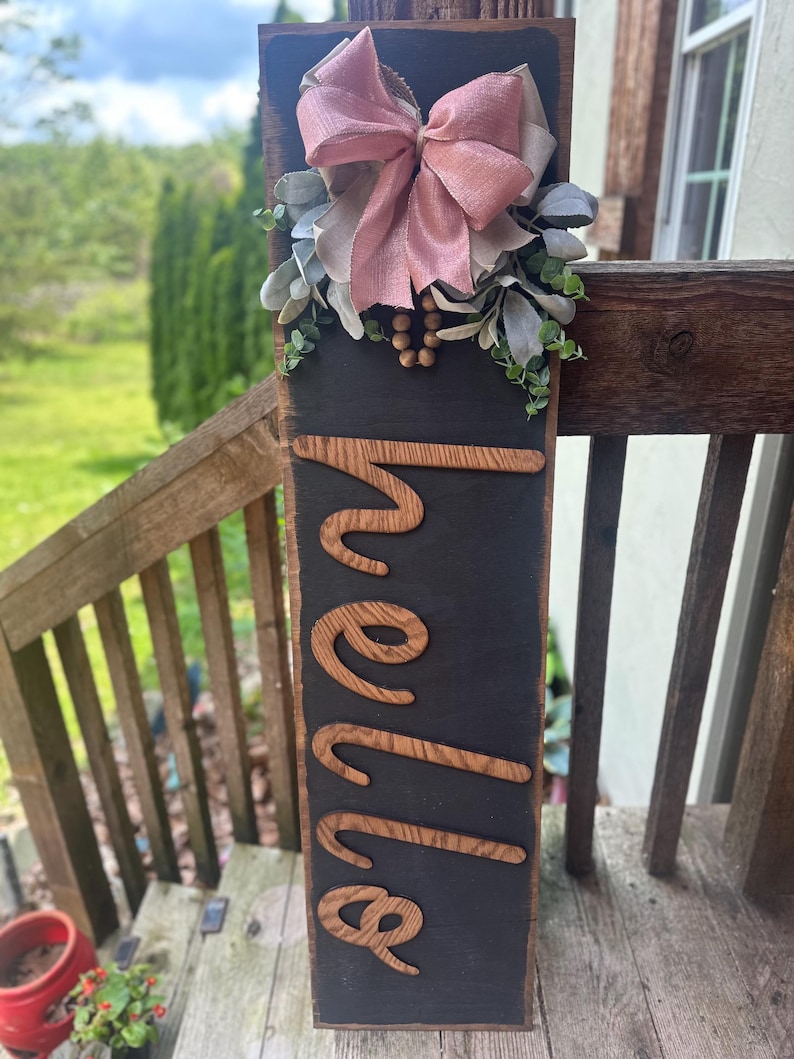 Hello Porch Leaner Boho Year Round Decor Home Sweet Home Rustic Wood ...