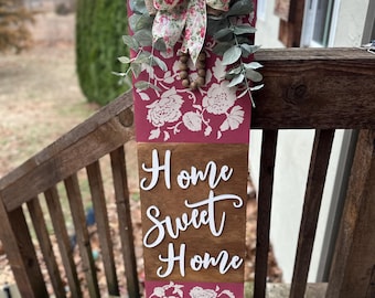 Rustic Floral Porch Leaner Porch Decor Hello Rustic Floral Sign 3D ...