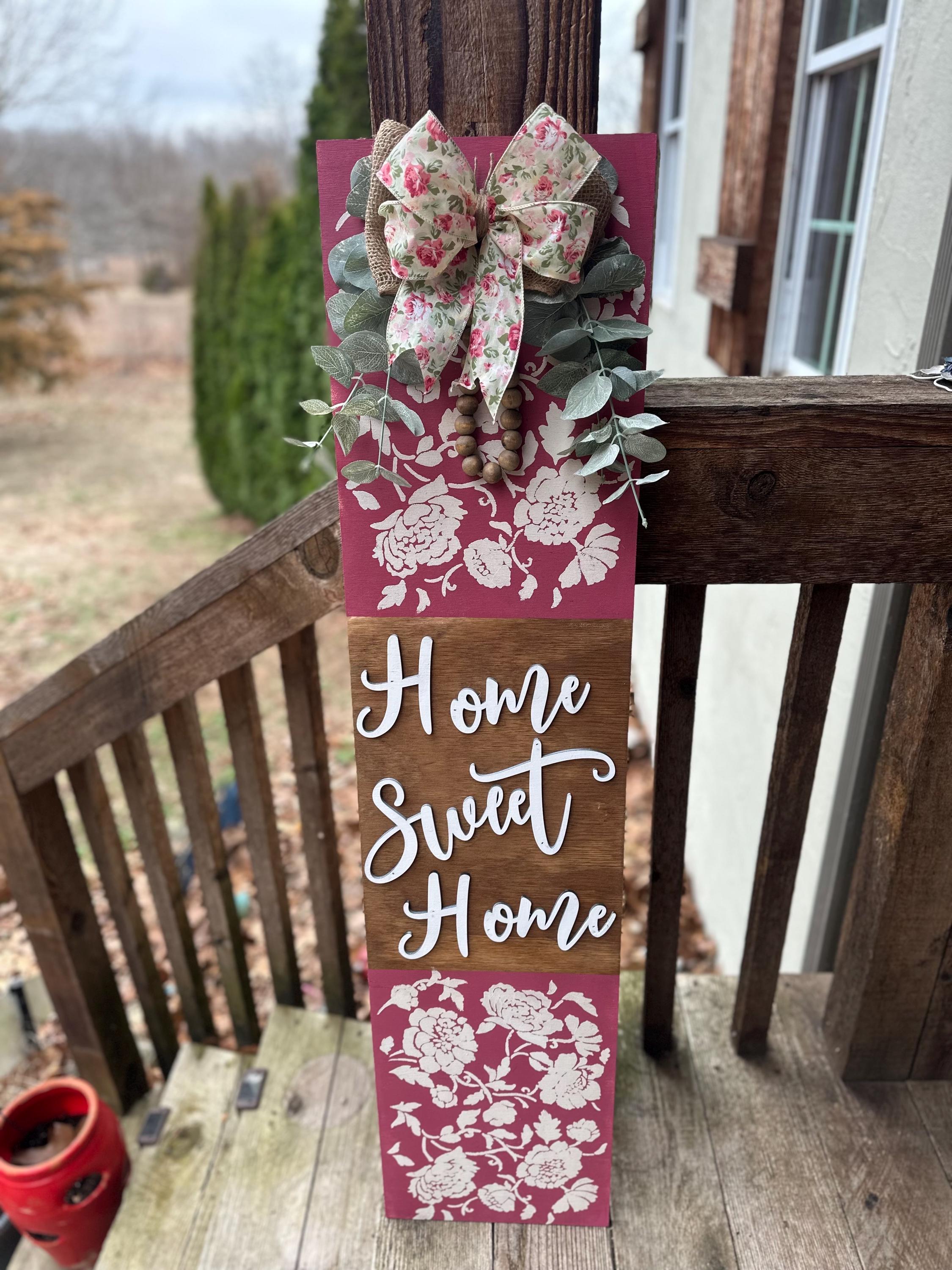 Home Sweet Home Porch Leaner Spring Floral Sign Decor 3D Rustic Front ...