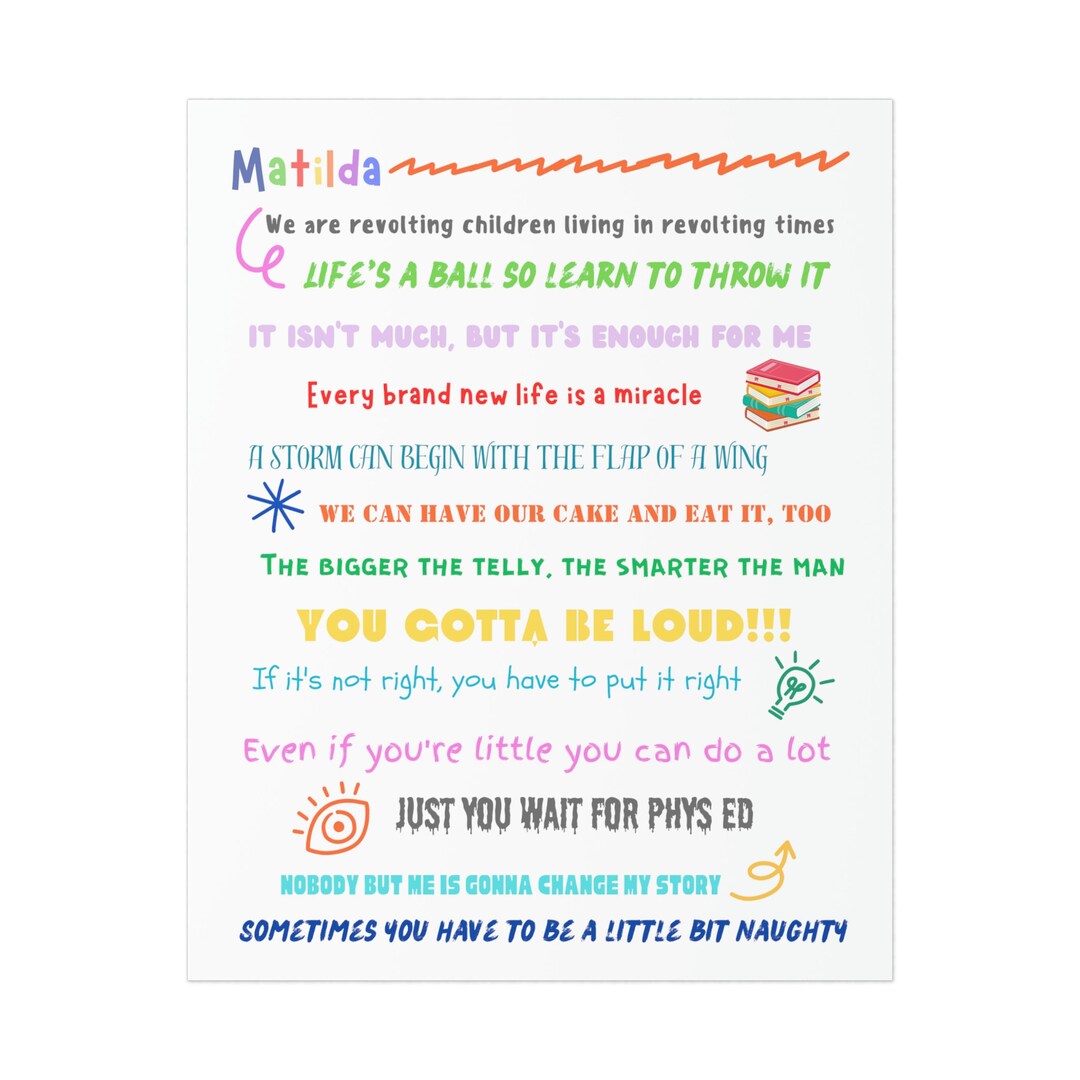 Matilda the Musical Poster Theatre Quotes Lyric Quotes - Etsy