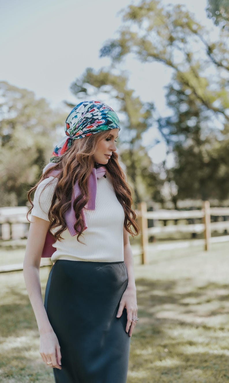 Vivid Flora Head Scarf - Etsy