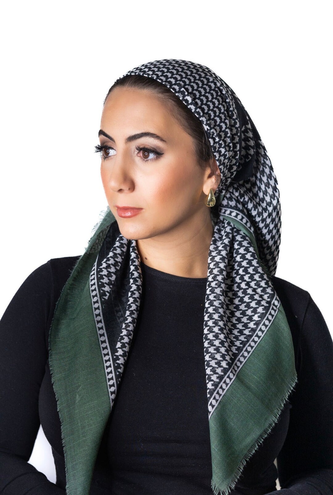 Houndstooth With Olive Border - Etsy