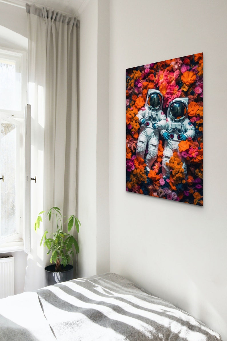 Astronauts Laying in a Bed of Flowers, Titled "astronaut Love ...