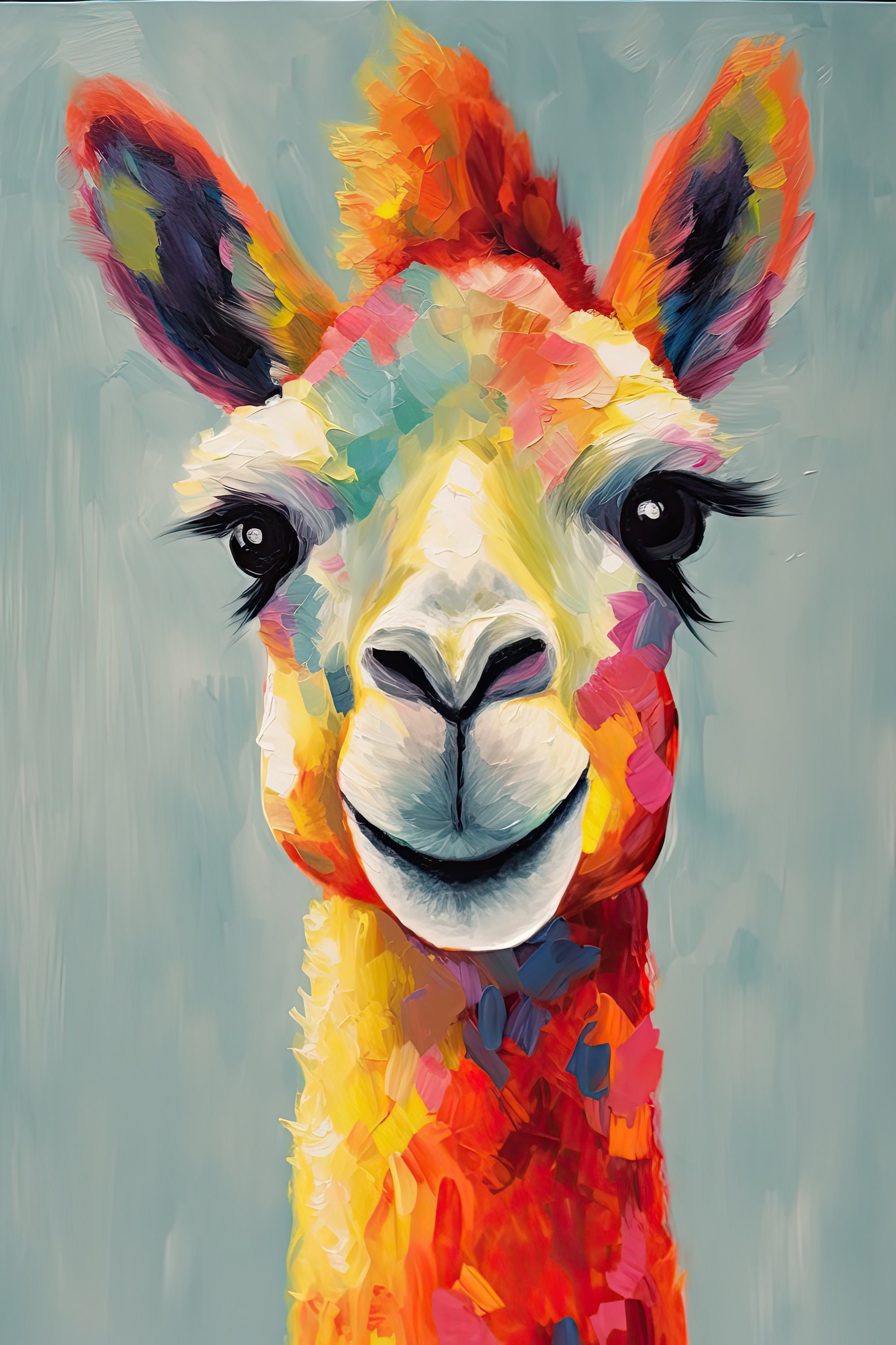 Colorful Alpaca Art Print · Downloadable Art Prints · Modern Art ...