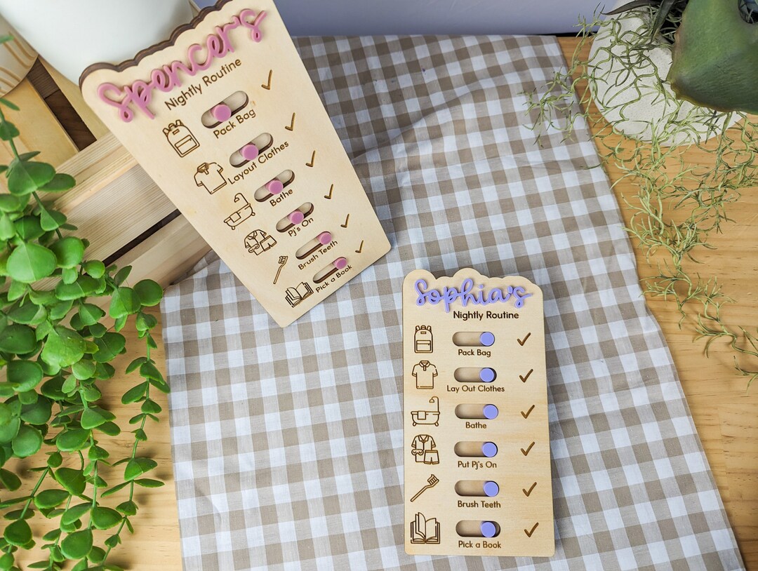 My Routine Board | Personalised Daily Routine | Wooden Nightly Morning ...