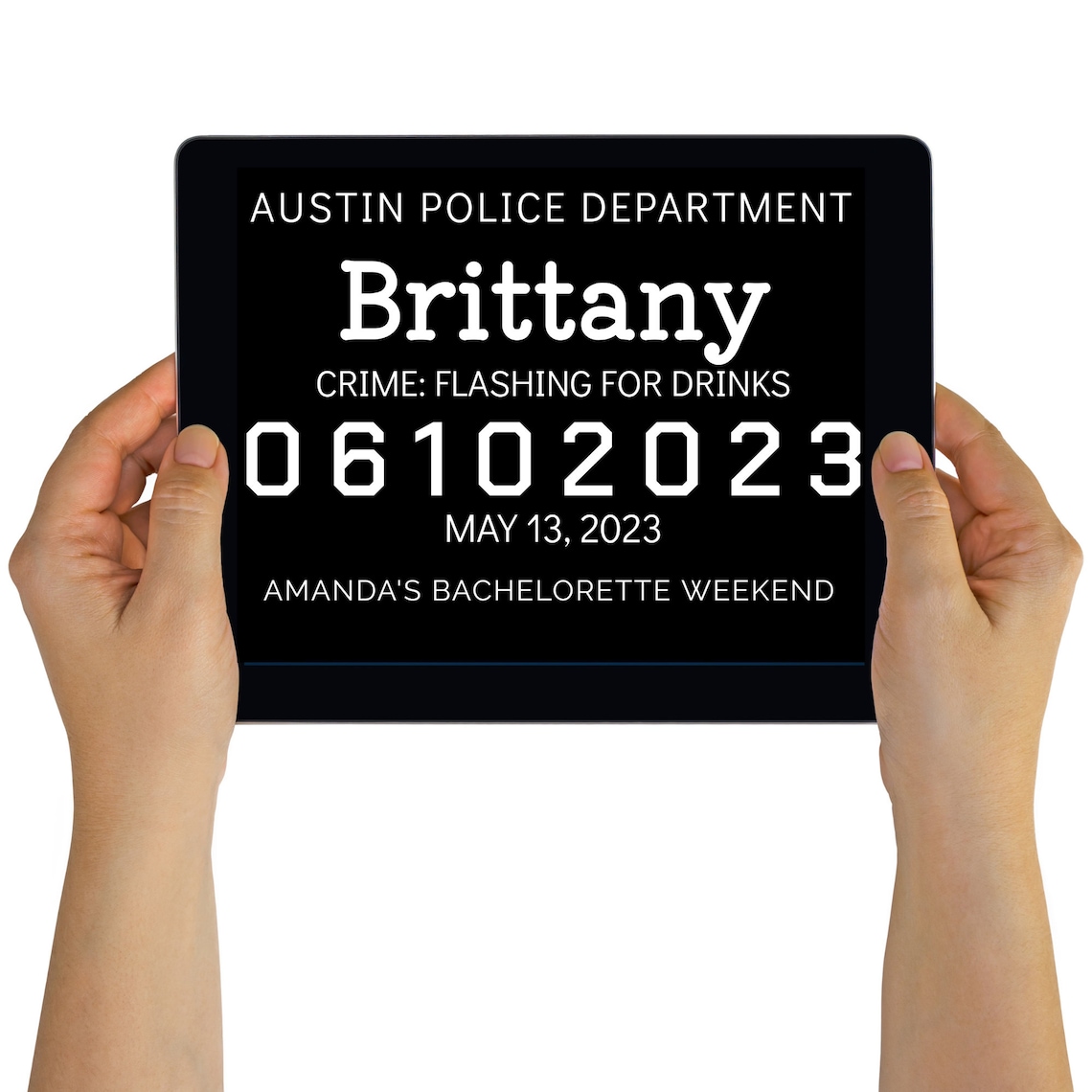 MUGSHOT Jail Signs Editable Printable Inmate Crime Card Photo Booth ...