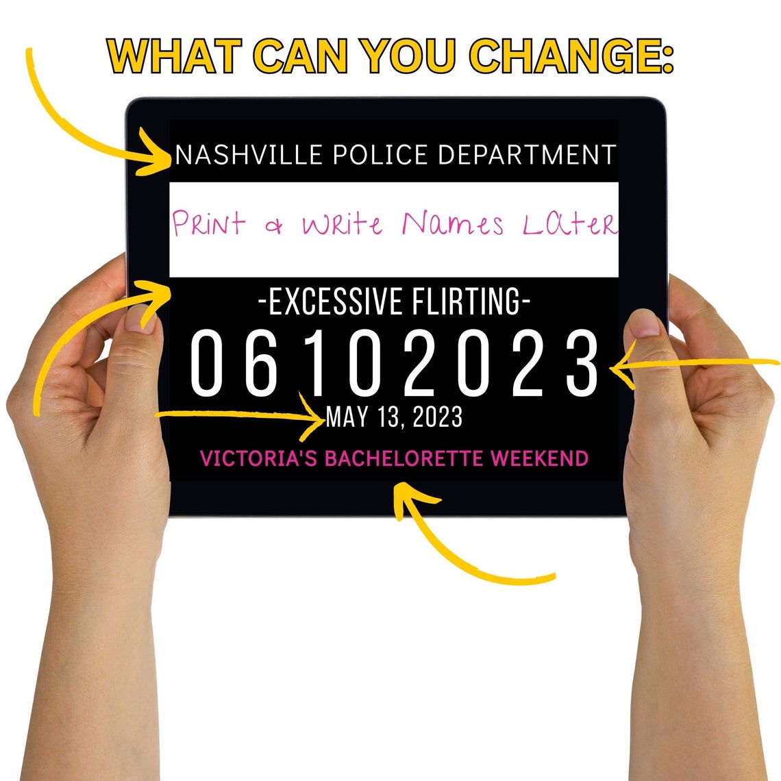 CRIME Signs Mugshot Card Editable Printable Inmate Photo Booth Prop for ...