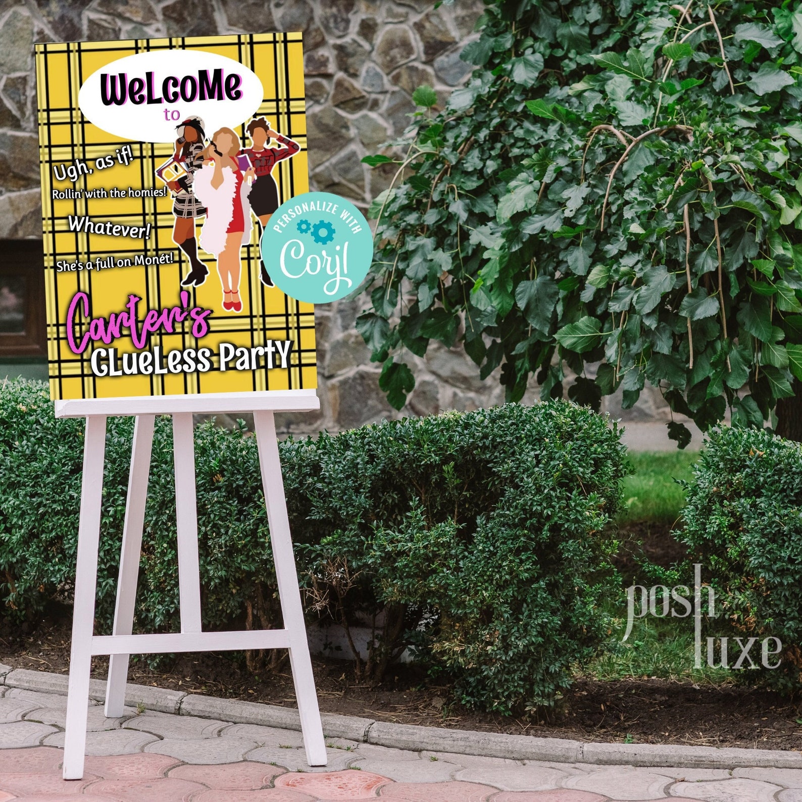 Clueless Birthday Welcome Sign Editable Pink Yellow Sign 90s Party as ...