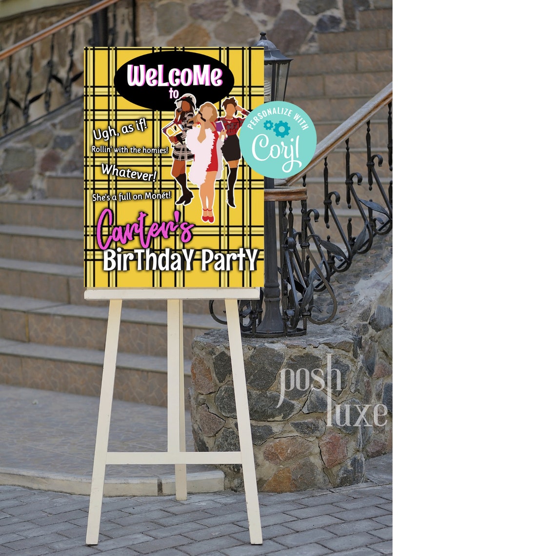 Clueless Birthday Welcome Sign Editable Pink Yellow Sign 90s Party as ...