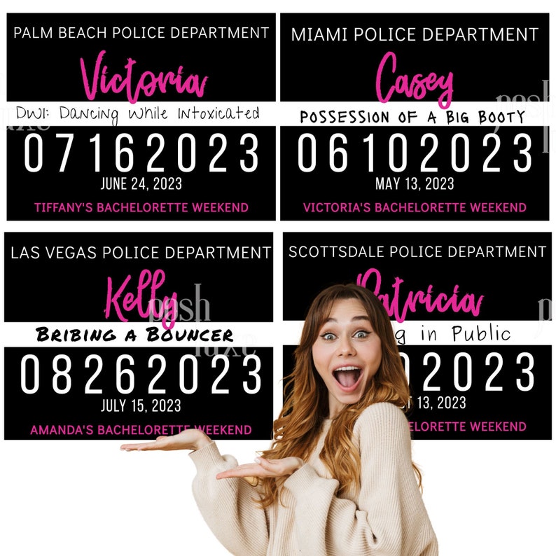 JAIL Signs Mugshot Inmate Crime Card Photo Booth Prop for Bachelorette ...