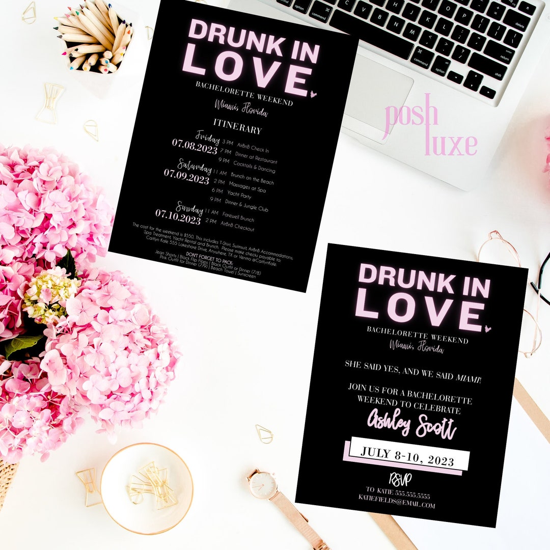 Drunk in Love Beyonce Bachelorette Weekend Itinerary and Invitation ...