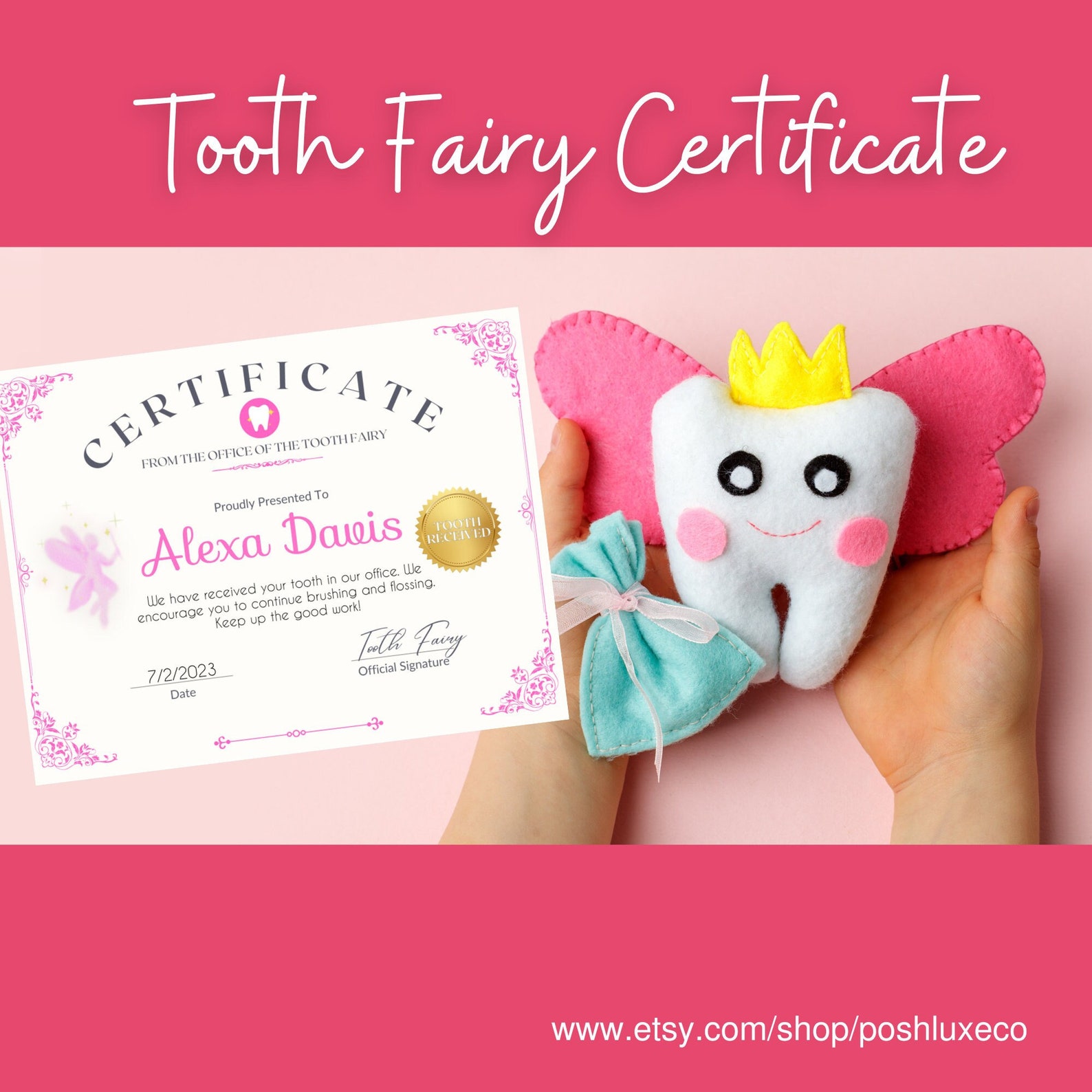 DIY Tooth Fairy Certificate Template, Lost Tooth Gift (printable ...